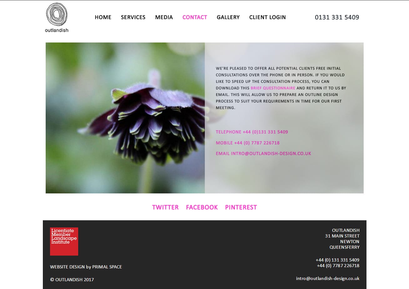 Outlandish Design Website Design - Primal Space